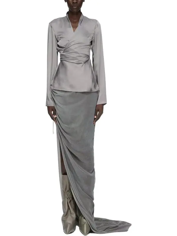 Rick Owens Laura Ls Wrap Top - Grey