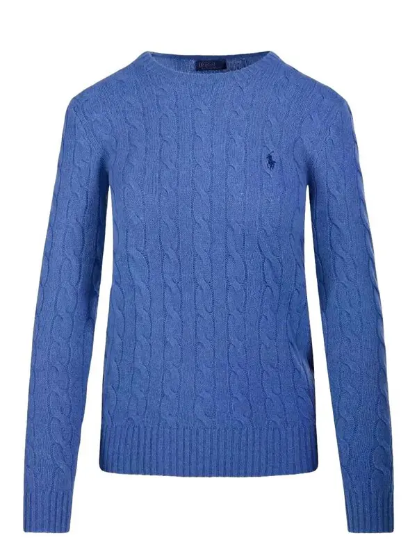 Polo Ralph Lauren Cable-knit Embroidered-logo Sweater - Blue