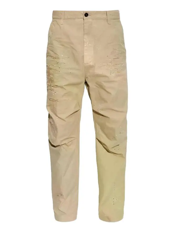 Dsquared2 Paint-splatter Distressed Trousers - Neutrals