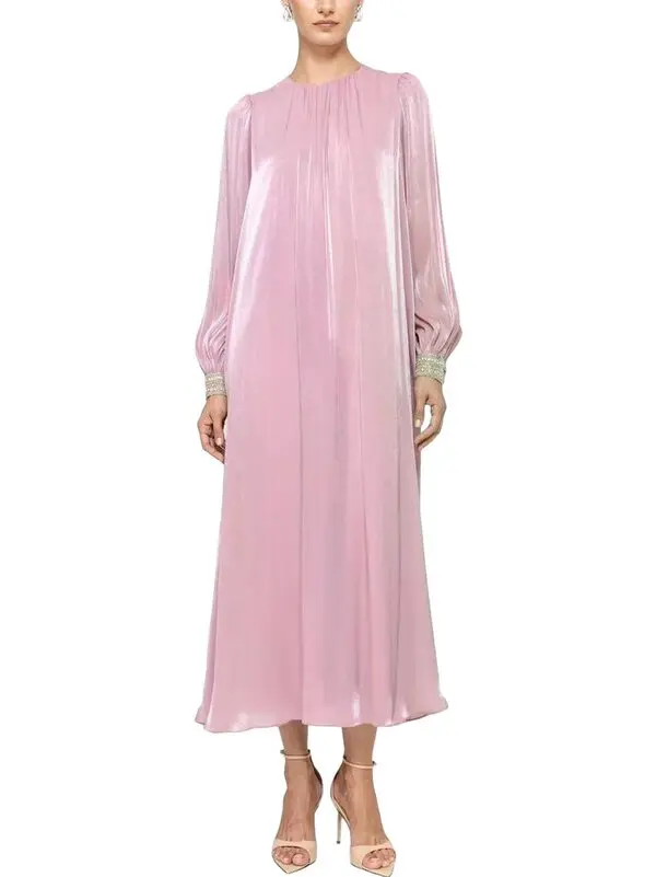 NISSA Crystal-detail Chiffon Midi Dress - Pink