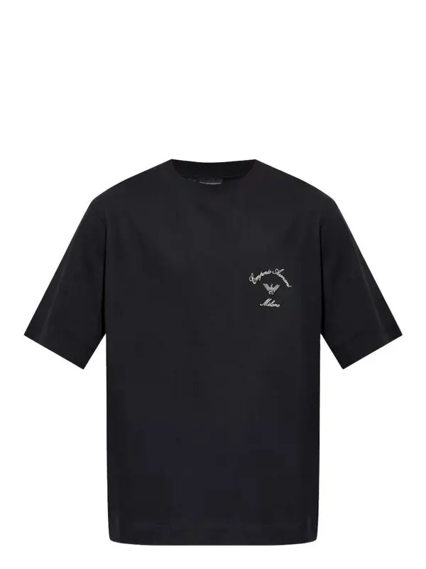 Emporio Armani Embroidered-logo T-shirt - Black