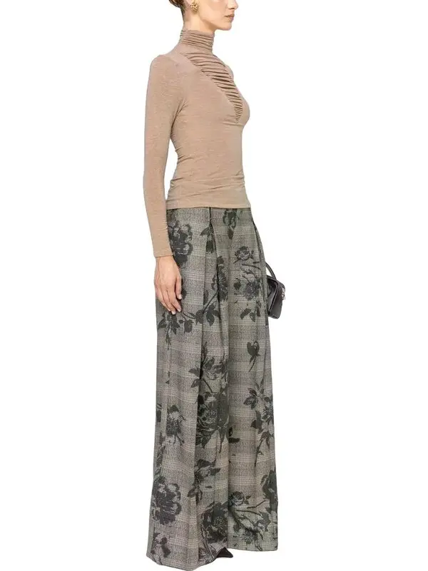 NISSA Lyocell Wool-blend Turtleneck Top - Neutrals