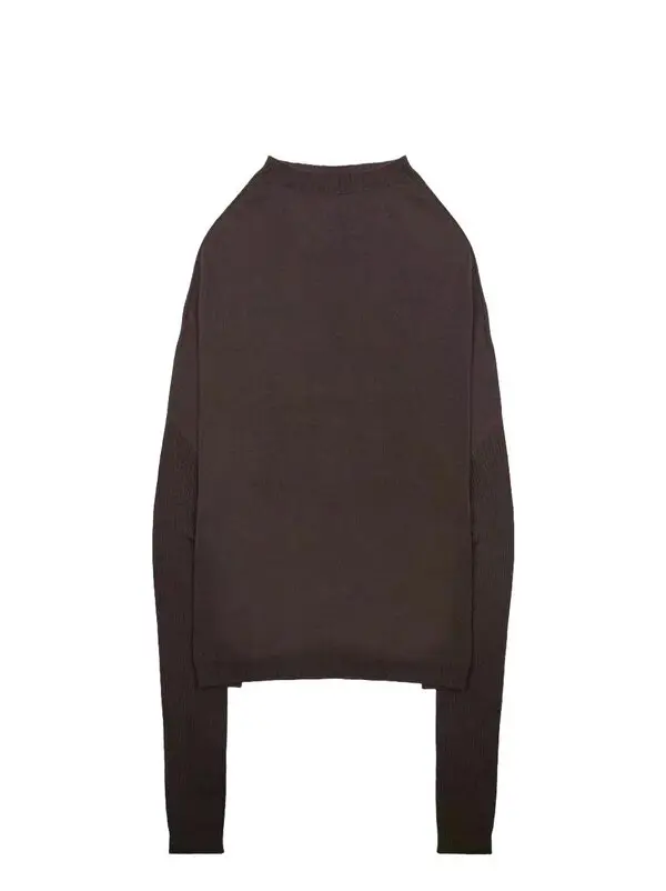 Rick Owens Ls Crater Ribbed-knit Panelled Sweater - Brown