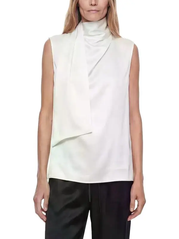 Khaite Sleeveless High Neck Blouse With Scarf Detail - White