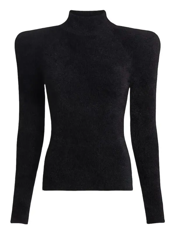 Balmain Fluffy Ribbed-knit Jumper - Black
