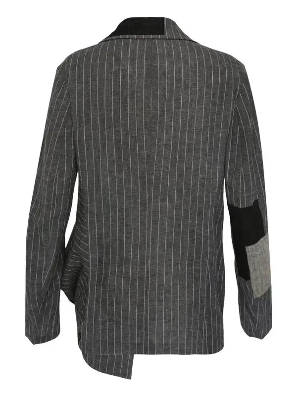 Y’s Pinstriped Patchwork Blazer - Grey