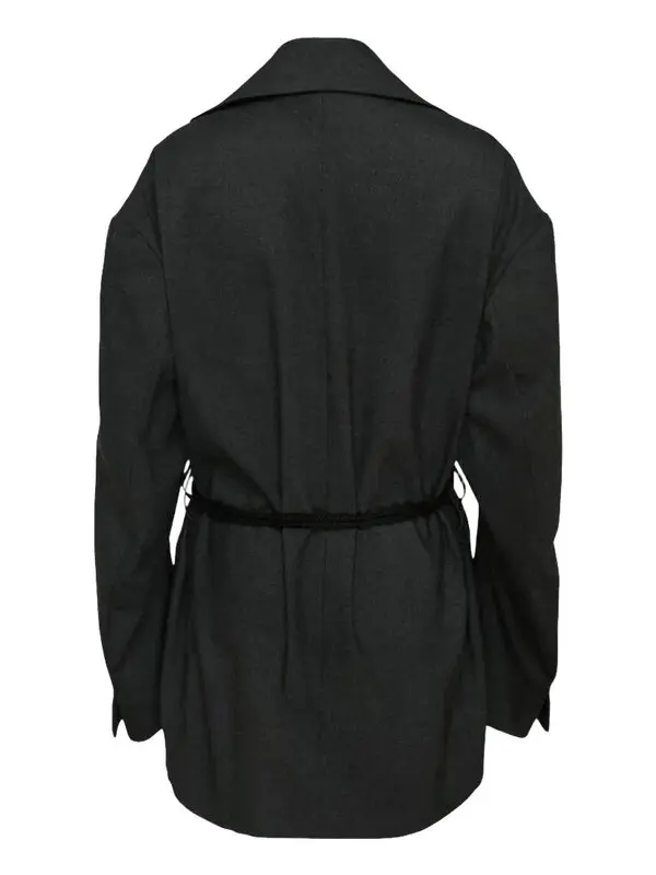 Yohji Yamamoto Dark Peak Lapel Blazer With Rope Belt - Grey
