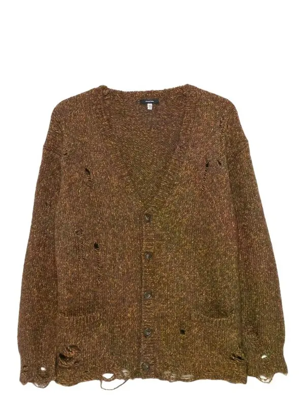 R13 Distressed Boyfriend Cardigan - Brown