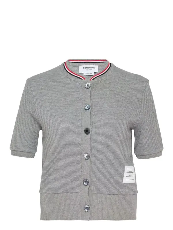 Thom Browne Cotton Waffle Short-sleeve Cardigan - Grey