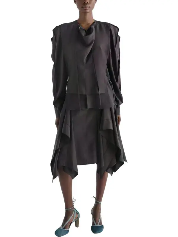 LEMAIRE Layered Silk & Viscose Blouse - Brown