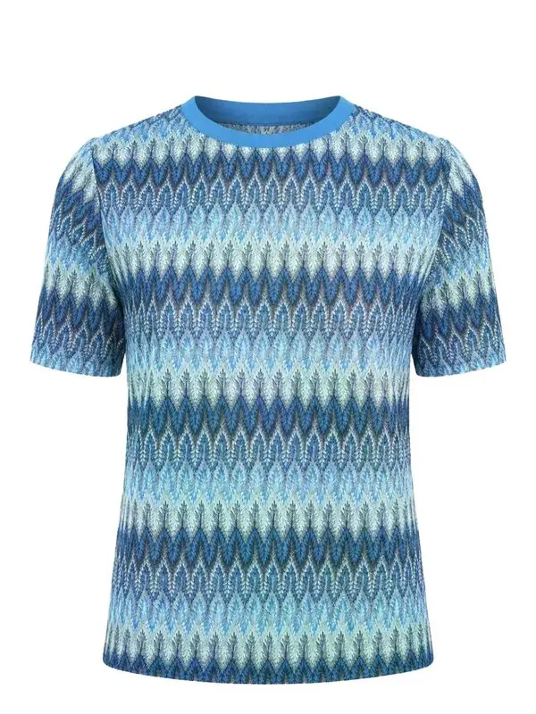 Derhy Cannelle Geometric-knit T-shirt - Blue