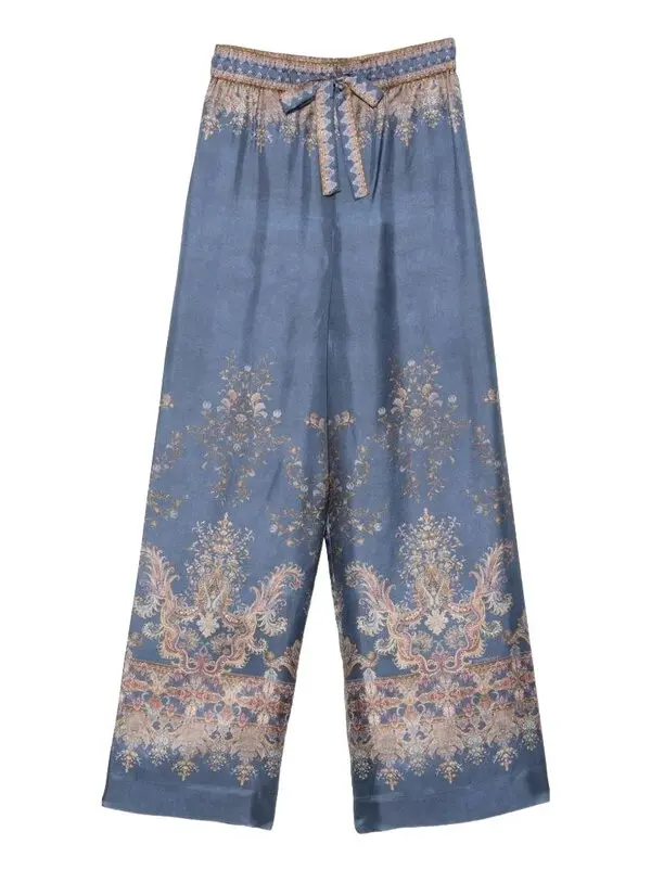 Zimmermann Valiant Printed Silk Trousers - Blue