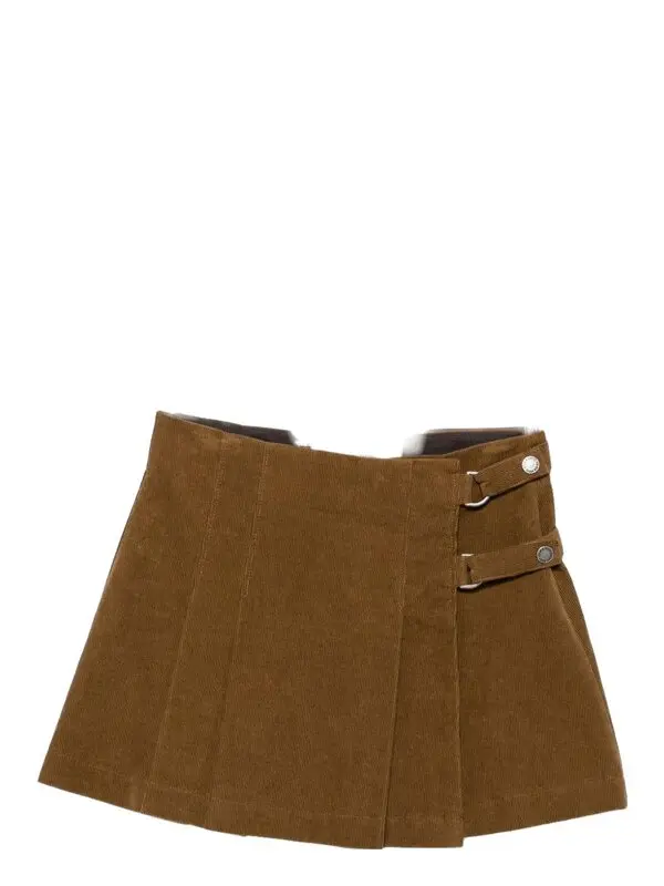 GOLDEN GOOSE Buckled Cotton Mini Skirt - Brown