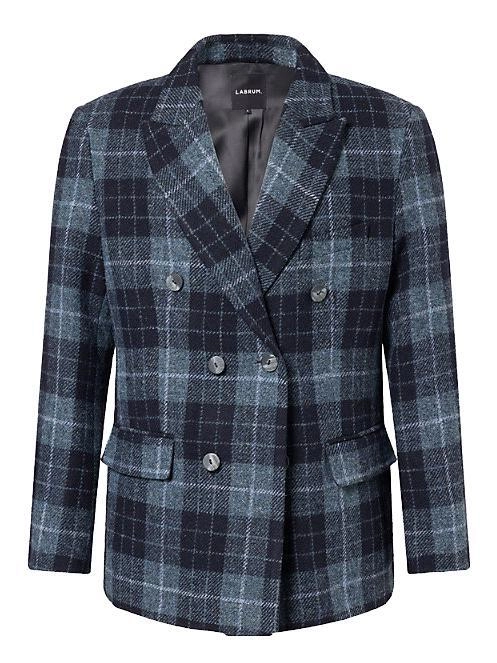 LABRUM Harris Double-breasted Checked Wool Blazer - Blue