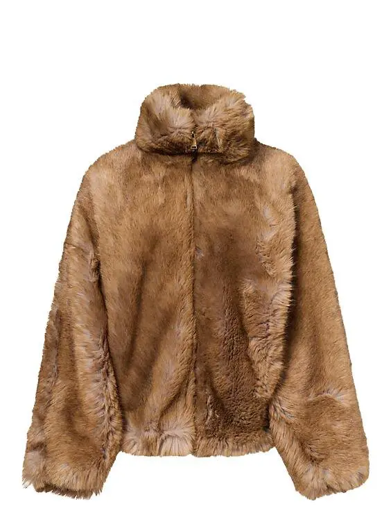 DARKPARK Faux Fur Bomber Jacket - Brown