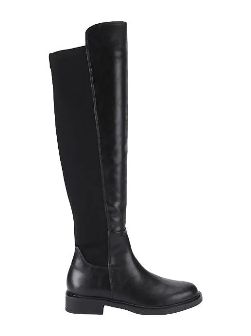 Steve Madden Resonate Leather Flat Knee-high Boots - Black