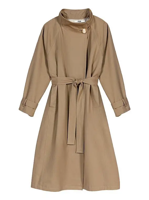 Maje Double-breasted Belted-waist Cotton Trench Coat - Beige