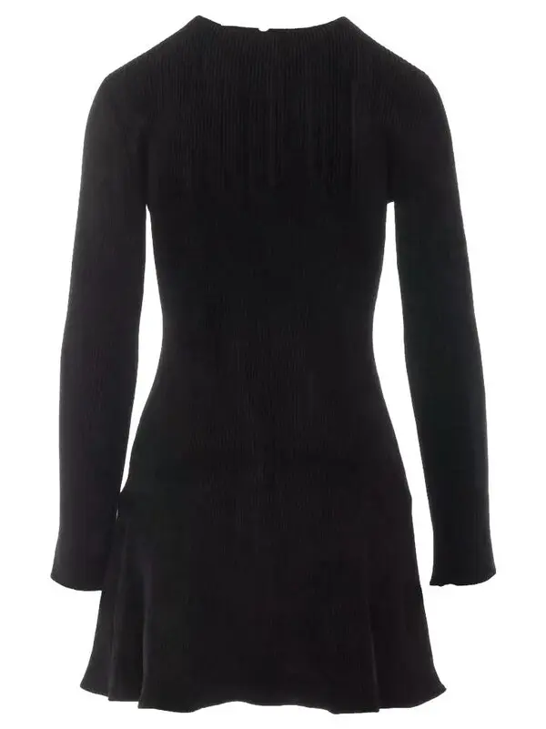 SELF-PORTRAIT Floral-button Chenille-knit Mini Dress - Black