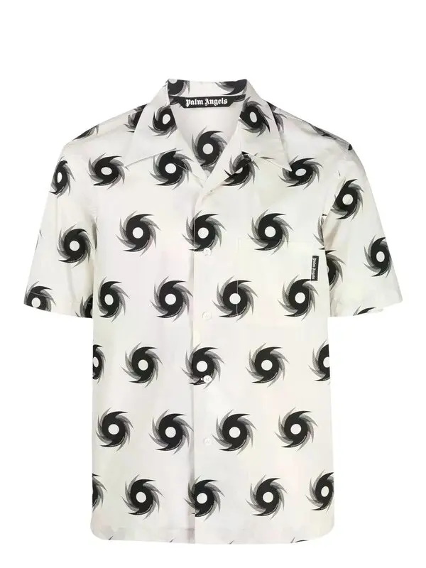 Palm Angels Hurricane-print Cotton Bowling Shirt - Neutrals