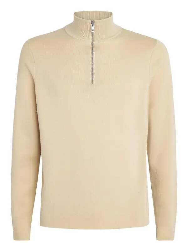 Sandro Wool Half-zip Sweater - Brown