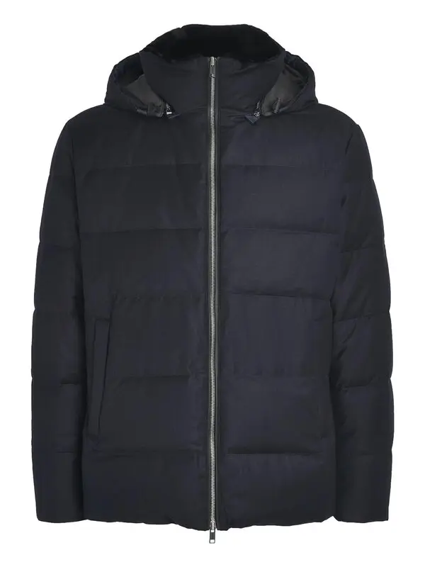 YVES SALOMON Down Wool-silk Hooded Parka - Navy