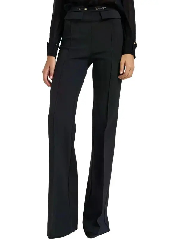 Elisabetta Franchi Logo-plaque Flared Trousers - Black