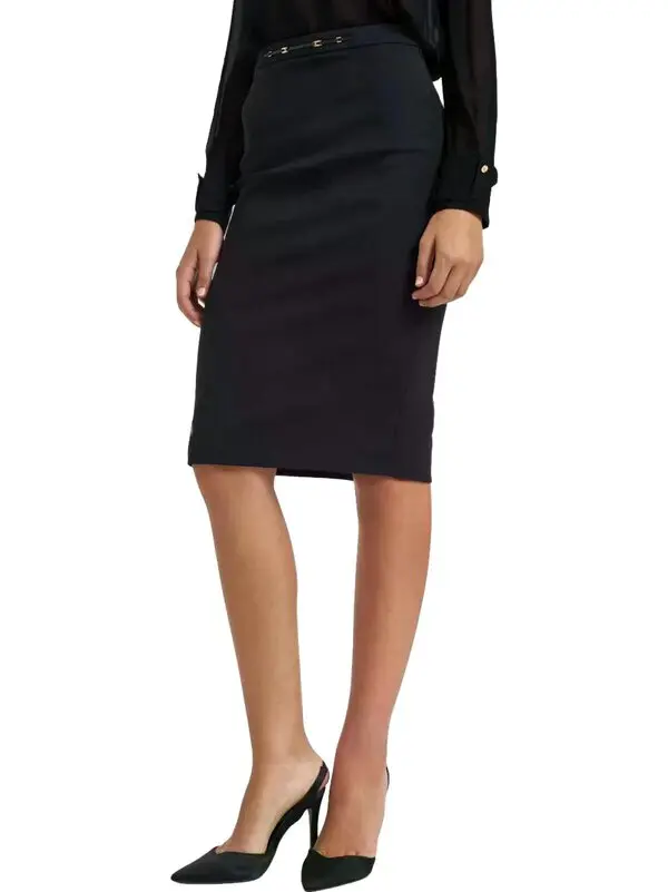 Elisabetta Franchi Logo-plaque Pencil Midi Skirt - Black