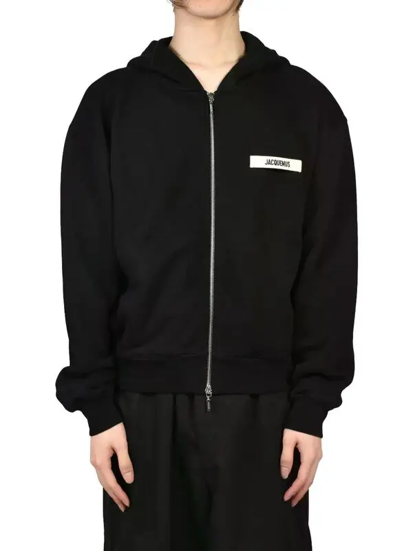 Jacquemus The Gros Grain Zipped Hoodie - Black