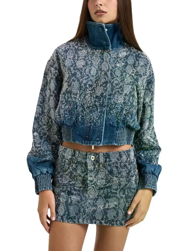 Liu Jo Rhinestone-embellished Snakeskin-print Jacket - Blue