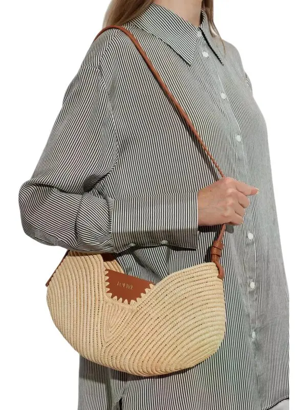 Loewe Swing Bag In Raffia And Calfskin - Neutrals