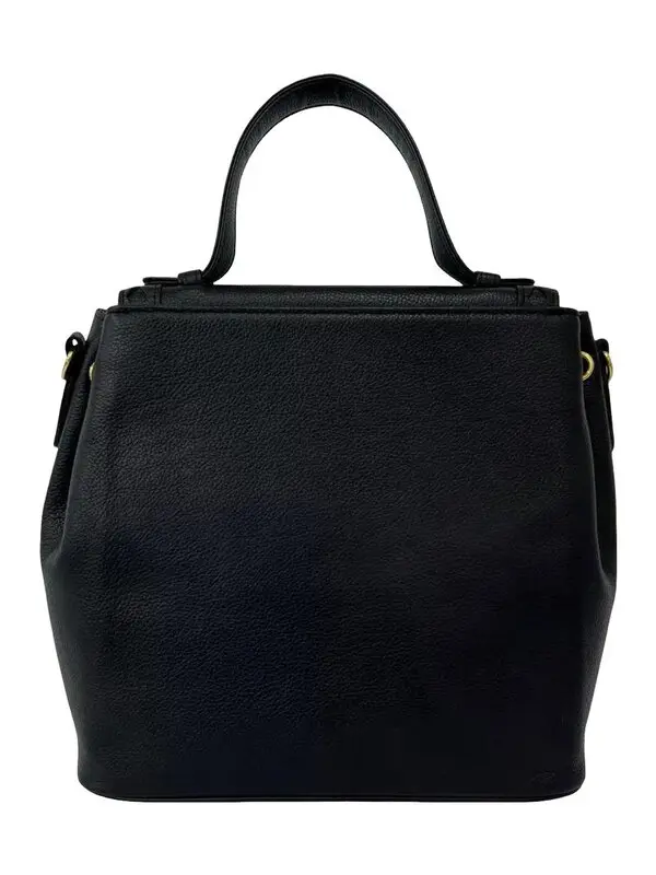 Saint Laurent 20th Century Pebbled Leather Cut-out Satchel - Black