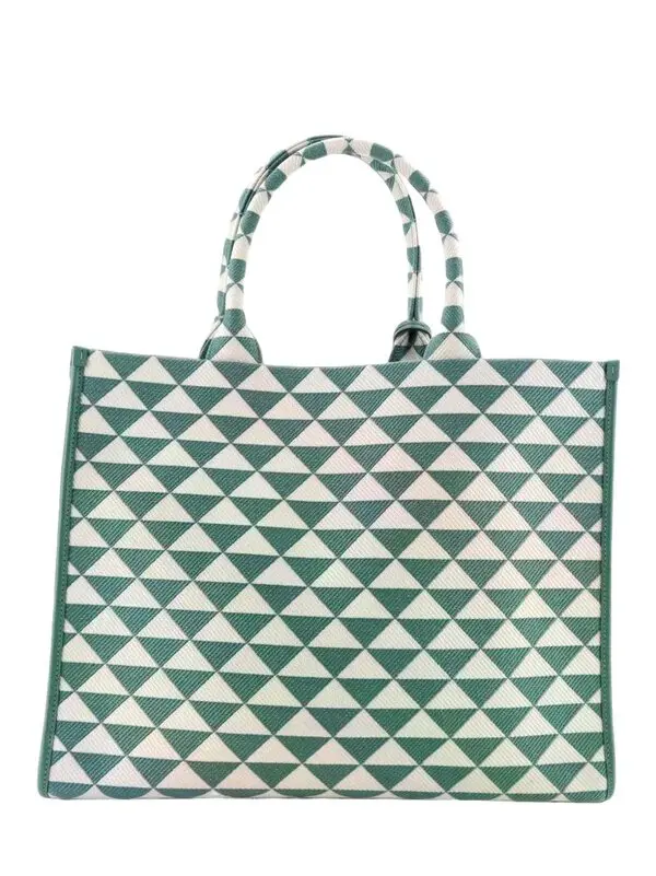 Prada Shopper Jacquard Large Tote Bag - Green