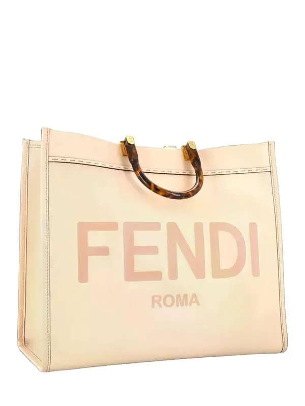 Fendi Sunshine Shopper Leather Large Tote Bag - Neutrals