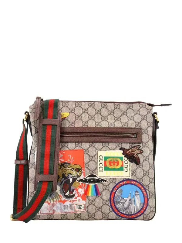 Gucci Gg Coated Canvas Appliqué Messenger Bag - Brown