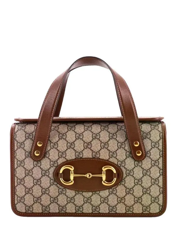 Gucci Horsebit 1955 Boston Bag Gg Coated Canvas Small Satchel - Brown