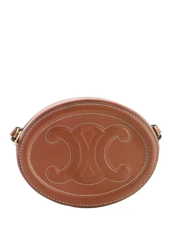 Celine Triomphe Oval Leather Mini Crossbody Bag - Brown