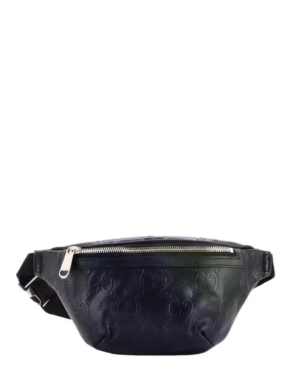 Gucci Gg Embossed Perforated Leather Belt Bag - Black