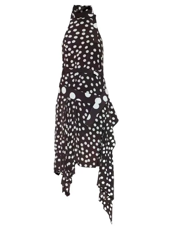 IRO PARIS Polka-dot Asymmetric Midi Dress - Brown
