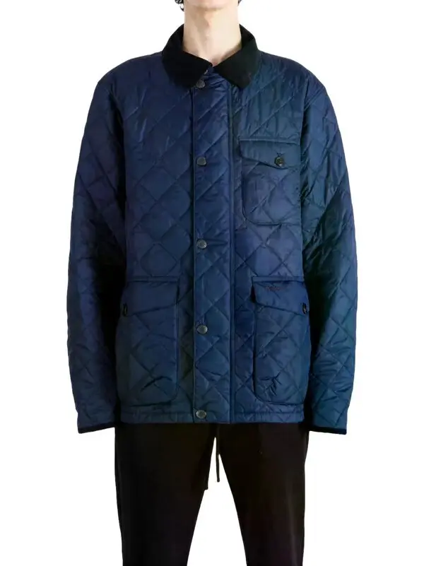 Barbour Hornby Quilted Jacket With Corduroy Collar - Blue