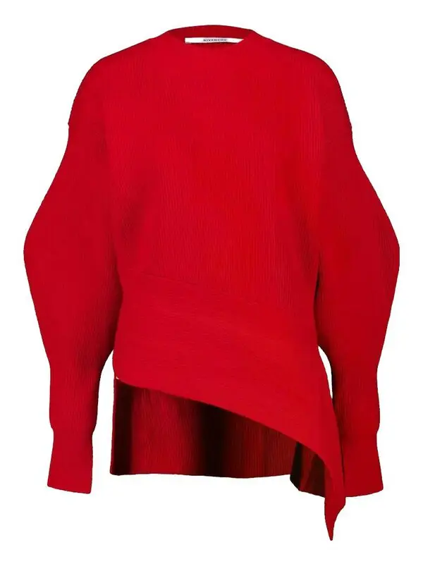 Givenchy Asymmetric Hem Ribbed-knit Sweater - Red