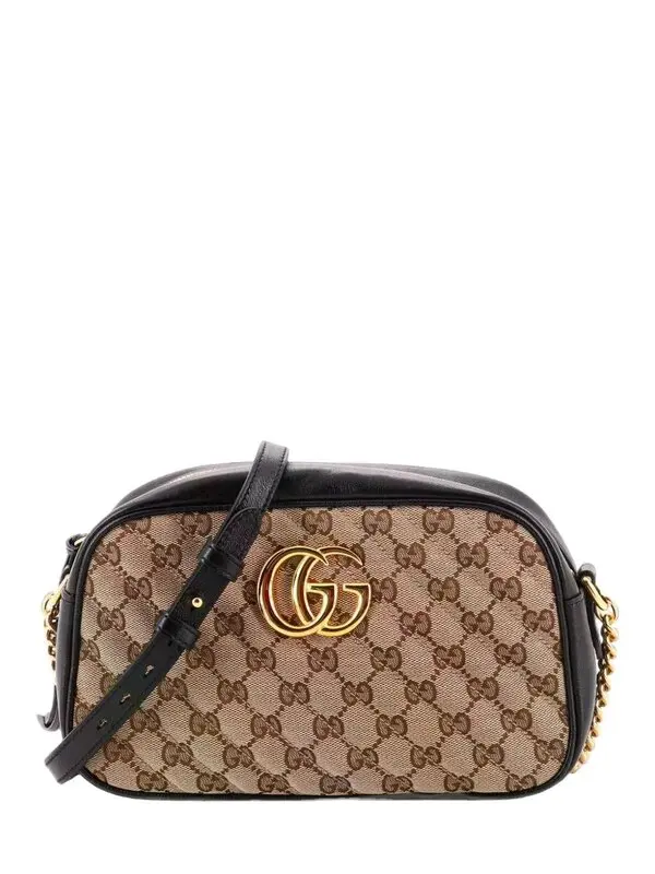 Gucci Gg Marmont Shoulder Bag In Gg Canvas And Leather - Black