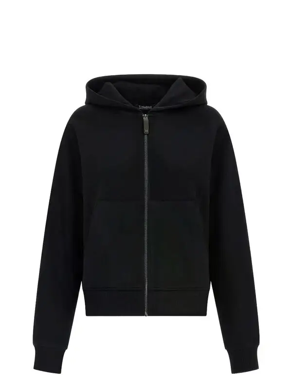 Max Mara Logo Embroidered Zip-up Hoodie - Black