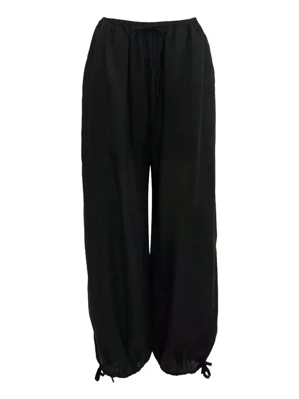 THE LOOM Drawstring Waist Wide Leg Trousers - Black