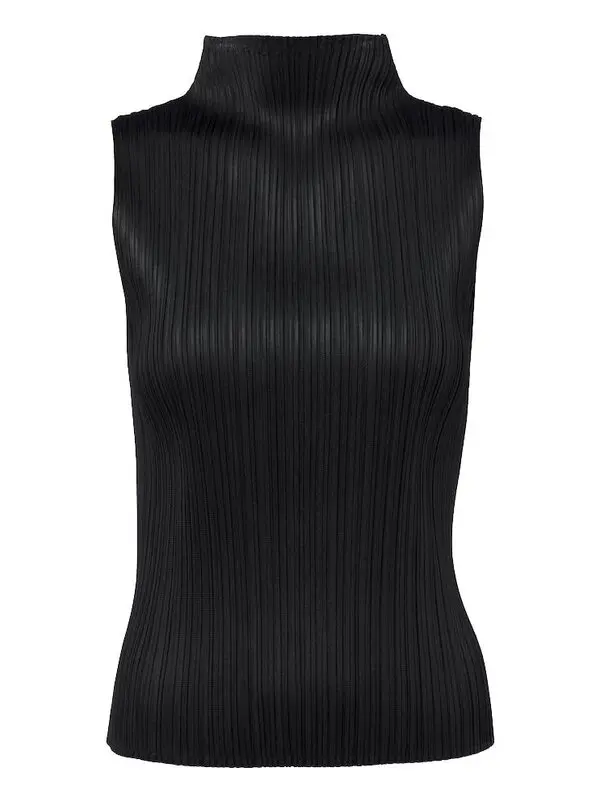 Issey Miyake Sleeveless Turtleneck Top - Black