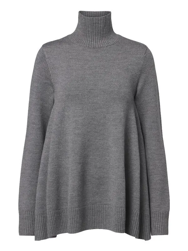 TOTEME Flared Wool Turtleneck Sweater - Grey