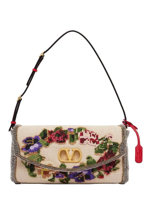 Valentino Garavani Devain Small Floral Beaded Shoulder Bag - Multicoloured