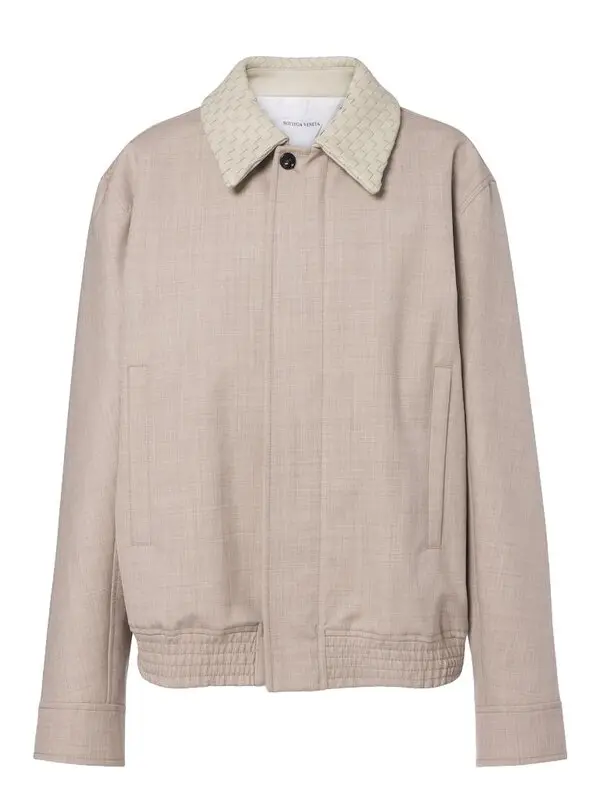 Bottega Veneta Leather-trimmed Wool Blouson Jacket - Beige