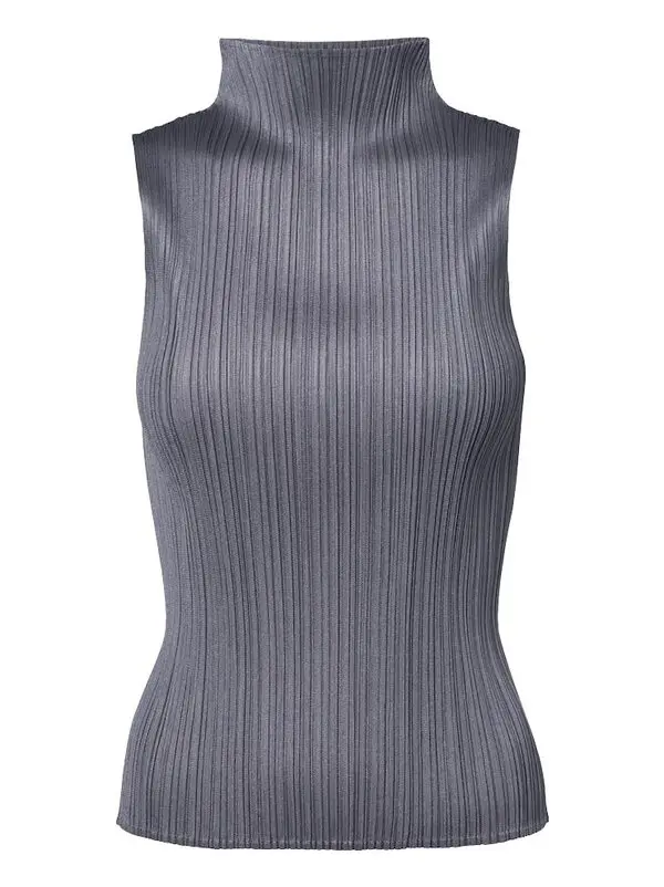Issey Miyake Sleeveless High Neck Top - Grey