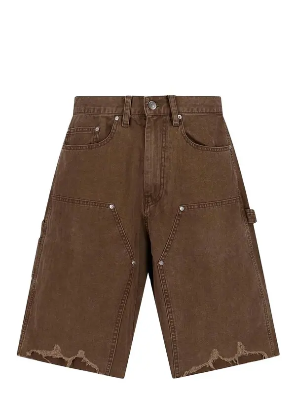 TONYWACK Cotton Bermuda Shorts With Distressed Effect - Brown