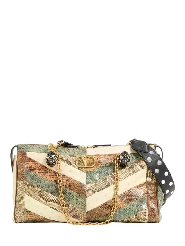 Valentino Garavani Panthea Medium Shoulder Bag In Exotic Leather - Neutrals